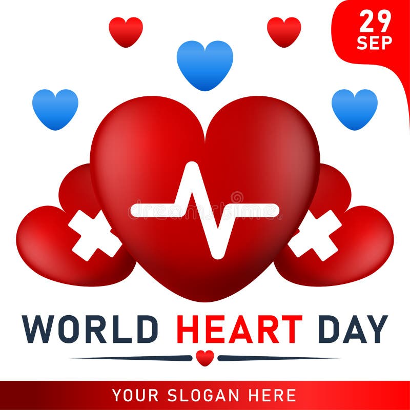 World Heart Day Poster. Web Banner with Red Heart Stock Vector ...