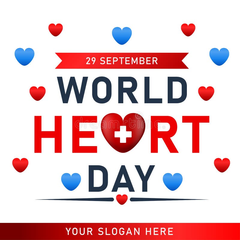 World Heart Day Poster Web Banner With Red Heart Stock Vector