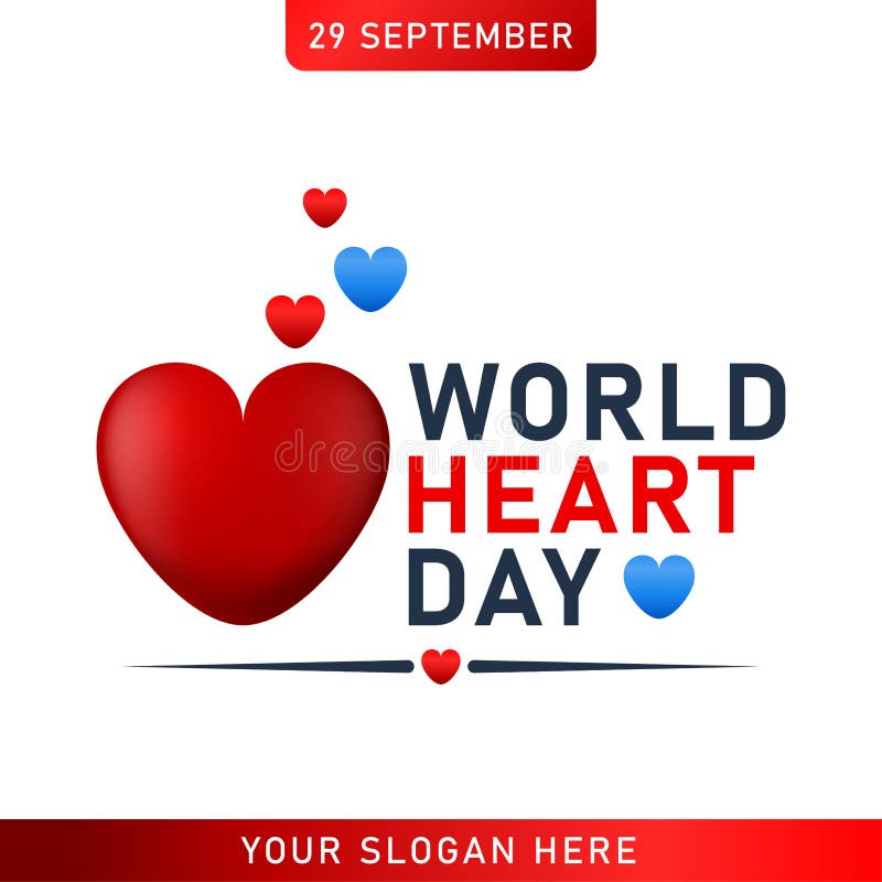 World Heart Day Poster. Web Banner with Red Heart Stock Vector ...