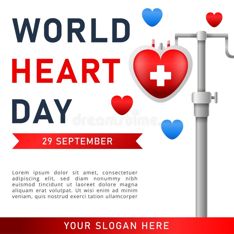 World Heart Day Poster. Web Banner with Red Heart Stock Vector ...
