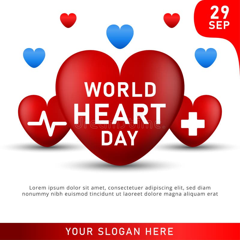 World Heart Day Poster. Web Banner with Red Heart Stock Vector ...