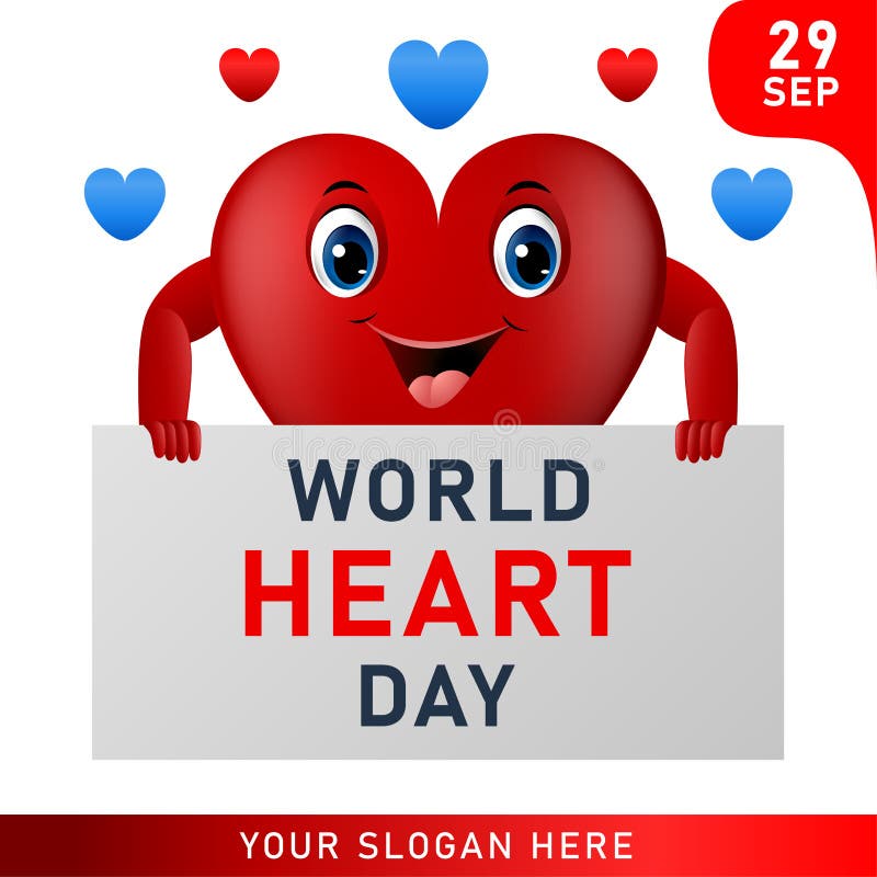 World Heart Day Poster. Web Banner with Red Heart Stock Vector ...