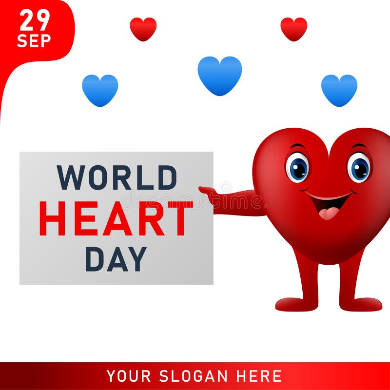 World Heart Day Poster. Web Banner with Red Heart Stock Vector ...