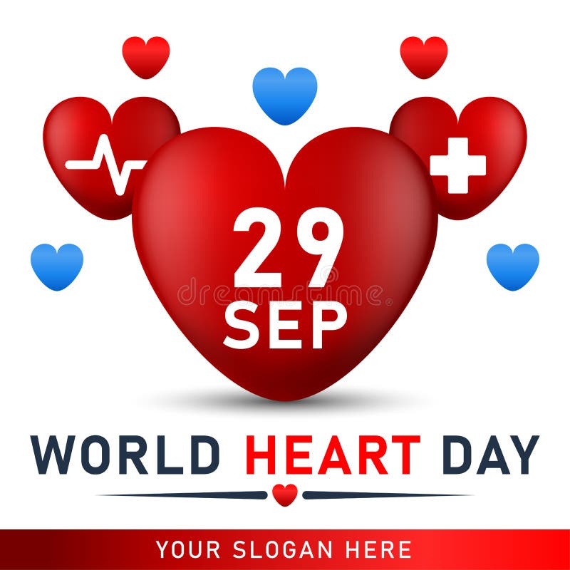 World Heart Day Poster Web Banner With Red Heart Stock Vector