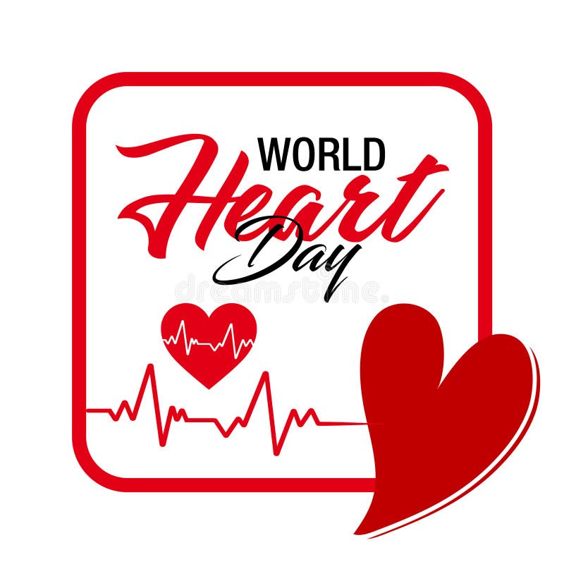 World Heart Day with Red Heart Design Template. World Heart Day ...