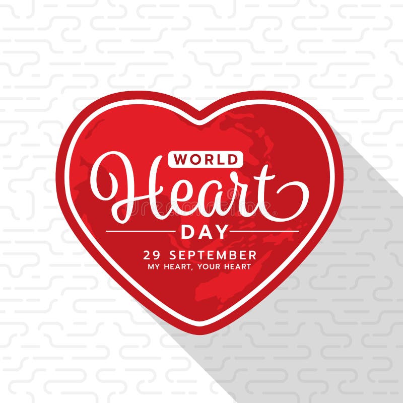 World Heart Day with Text on Red Heart Frame Banner on White Texture ...