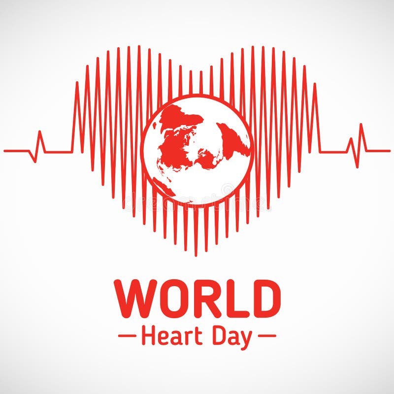 World Heart Day - World in Heart Wave Vector Design Stock Vector ...