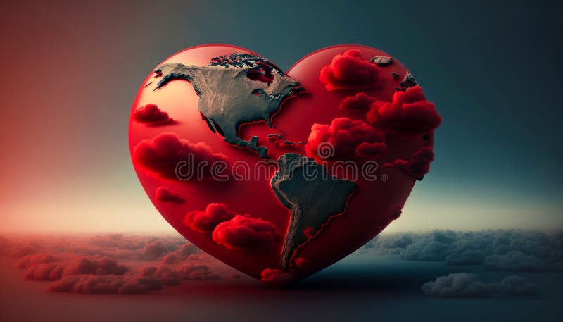 World with Heart Shape, Love the Earth, Generative Ai Stock ...