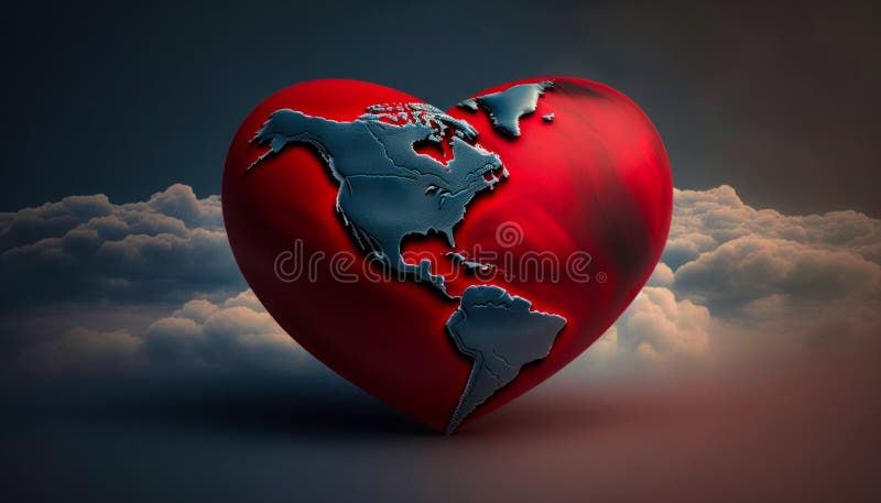 World with Heart Shape, Love the Earth, Generative Ai Stock ...