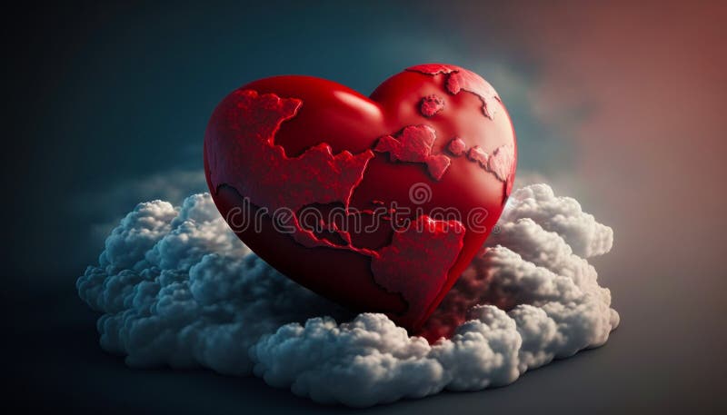 World with Heart Shape, Love the Earth, Generative Ai Stock ...