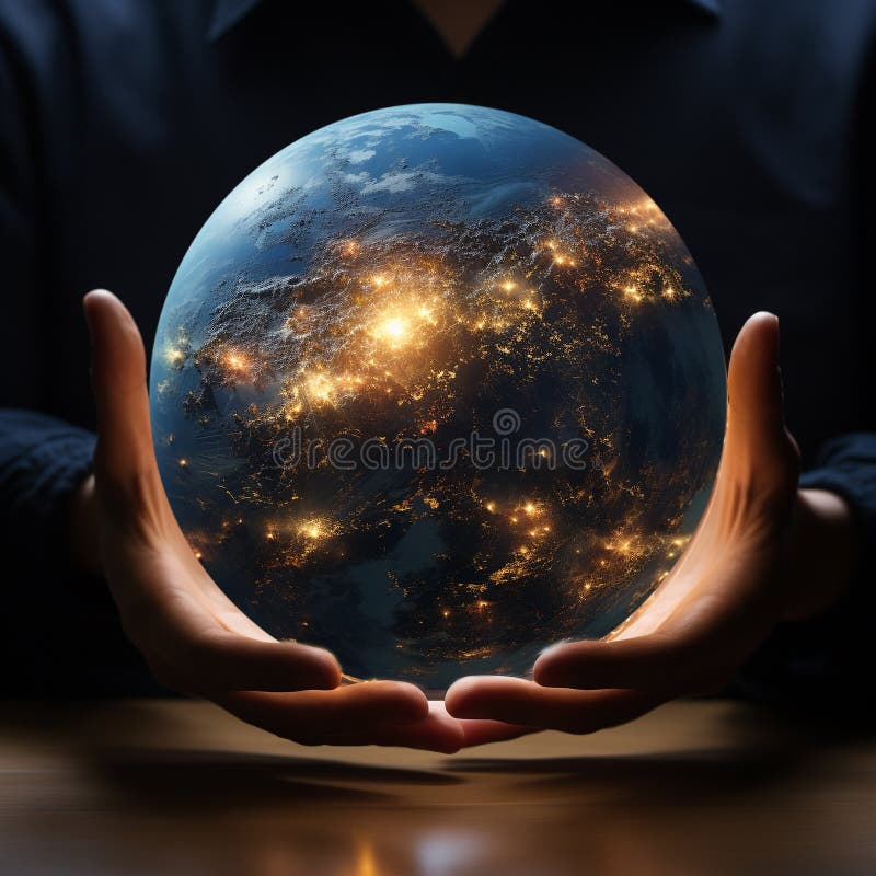 The World Held in Two Substantial Hands , Earth Hour Concept Stock ...