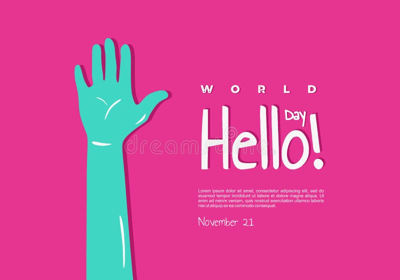 World hello day typography stock vector. Illustration of media - 259485729