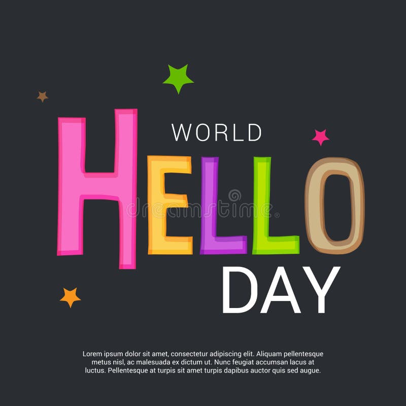 World hello day typography stock vector. Illustration of media - 259485729