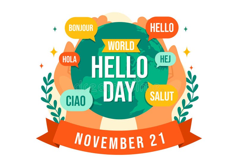 World Hello Day Vector Illustration on November 21 of Speech Bubbles ...