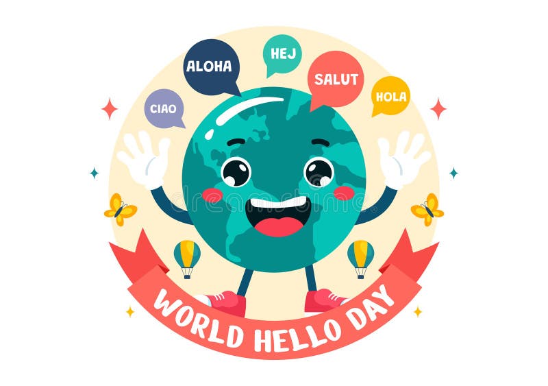 World Hello Day Vector Illustration on November 21 with Speech Bubbles ...