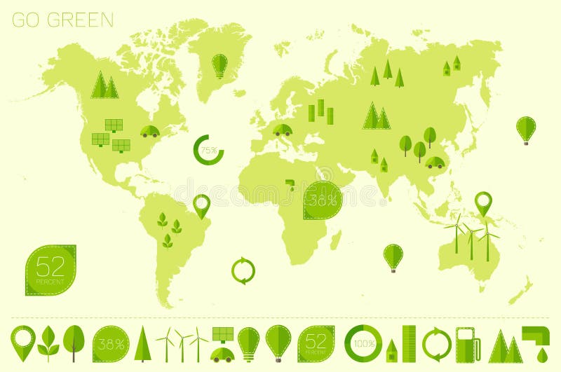 World High Detailed Map Ecology Eco Icons Vector Stock Vector ...