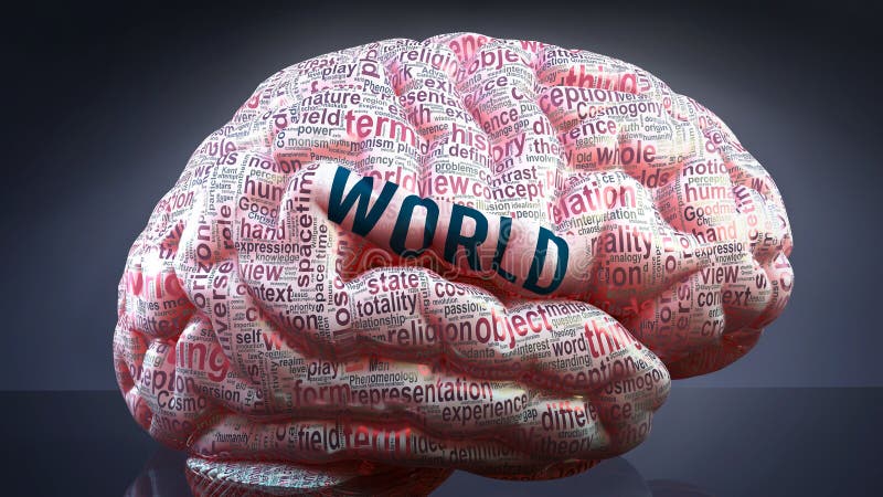 World and a human brain stock illustration. Illustration of terms ...