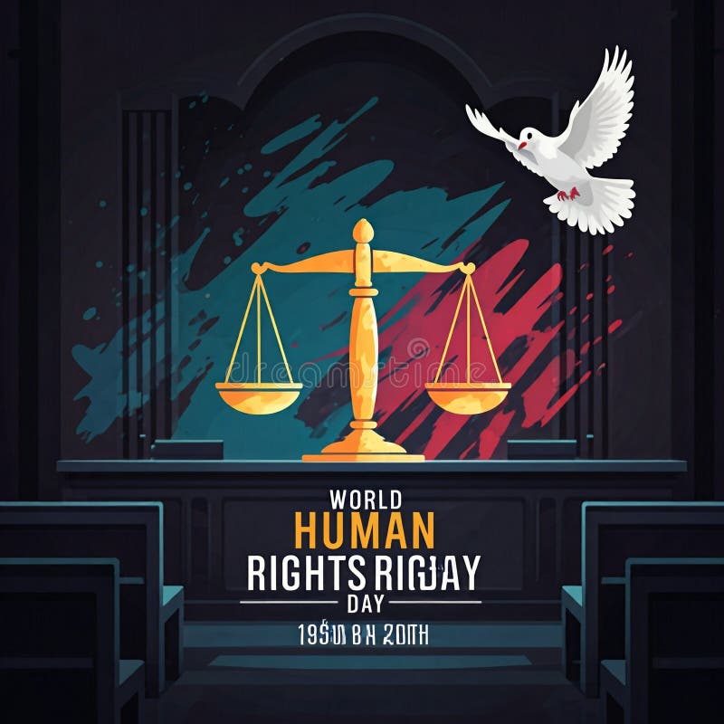 World Human Rights Day Scale of Justice Vector Flat Design Background ...