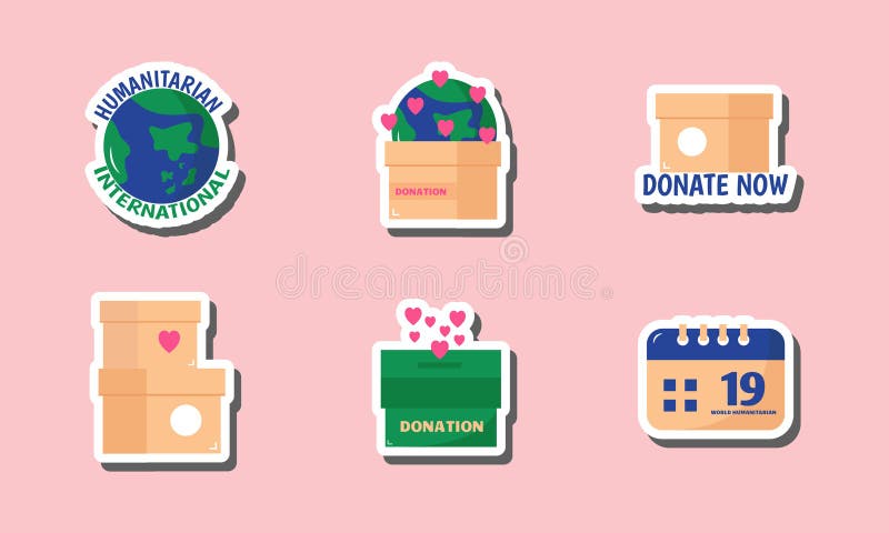 World Humanitarian Day Sticker Set Collection Design Stock Vector ...