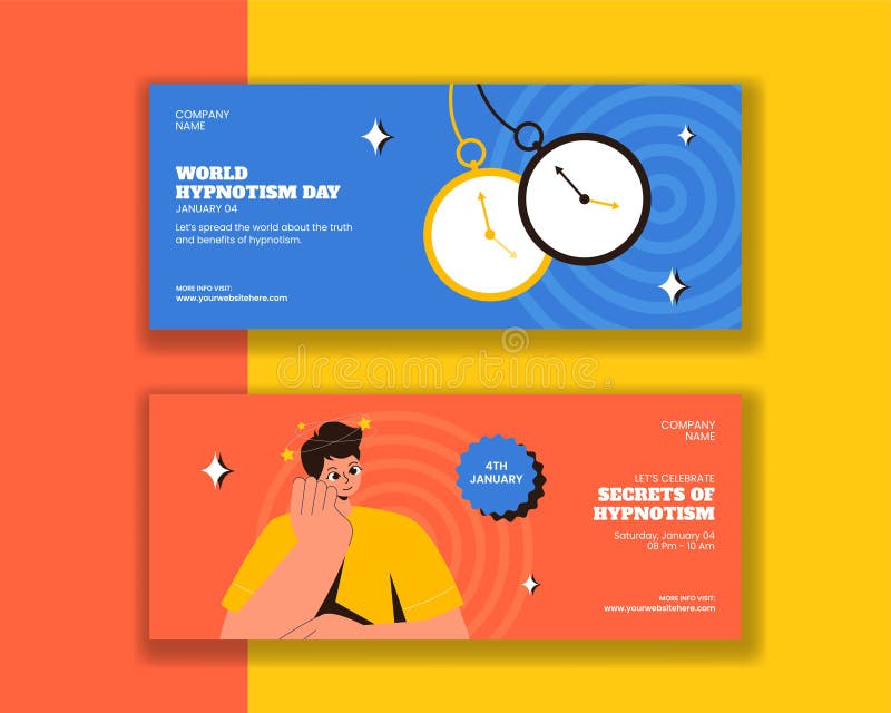 World Hypnotism Day Horizontal Banner in Hand-Drawn and Cartoon Style ...