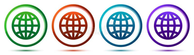 World Icon Artistic Frame Round Button Set Illustration Stock Vector ...