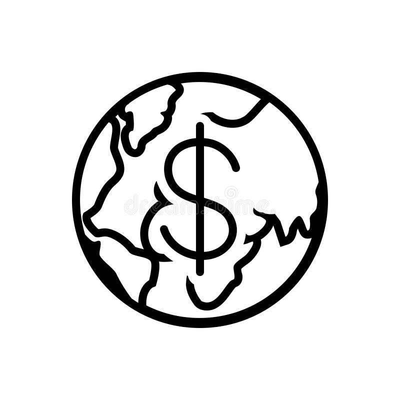 Black Solid Icon for World, Economy and Financial Stock Vector ...