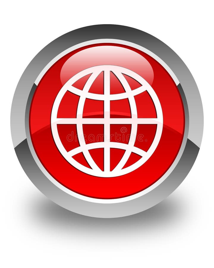 World Icon Glossy Red Round Button Stock Illustration - Illustration of ...