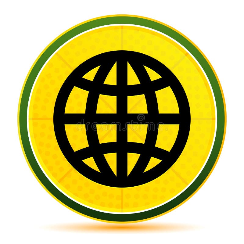 World Icon Lemon Lime Yellow Round Button Illustration Stock ...