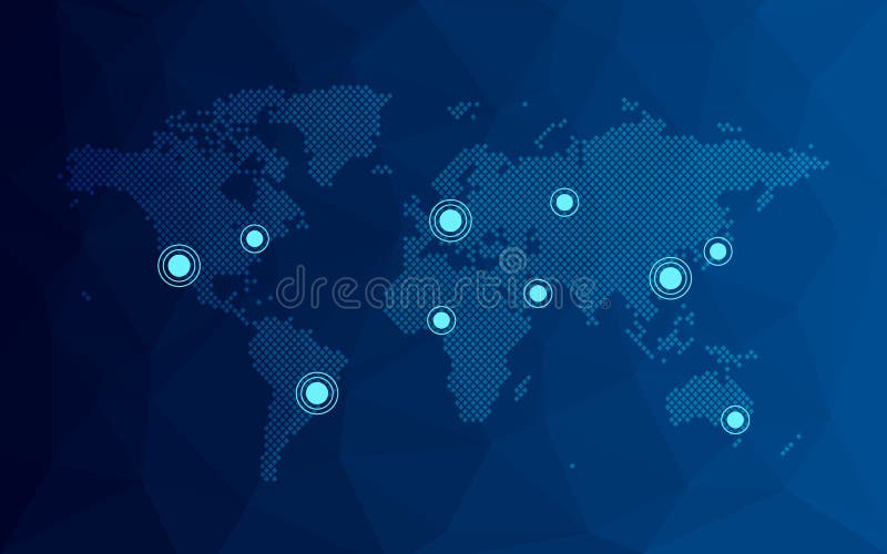 World Icon with Map Pointers on Triangle Pattern. Polygonal Vector for ...