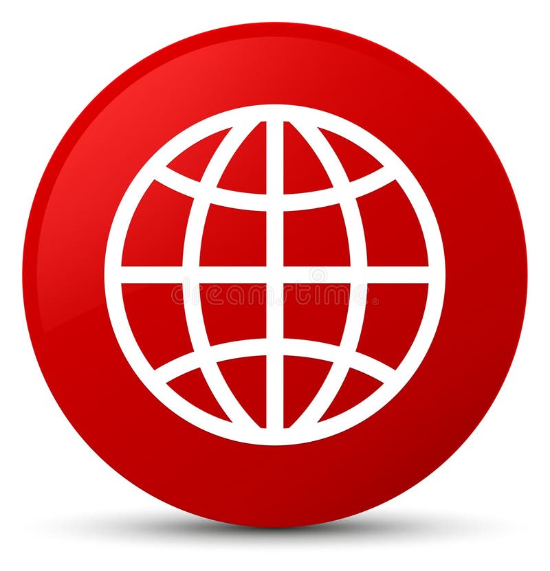 World Icon Red Round Button Stock Illustration - Illustration of button ...