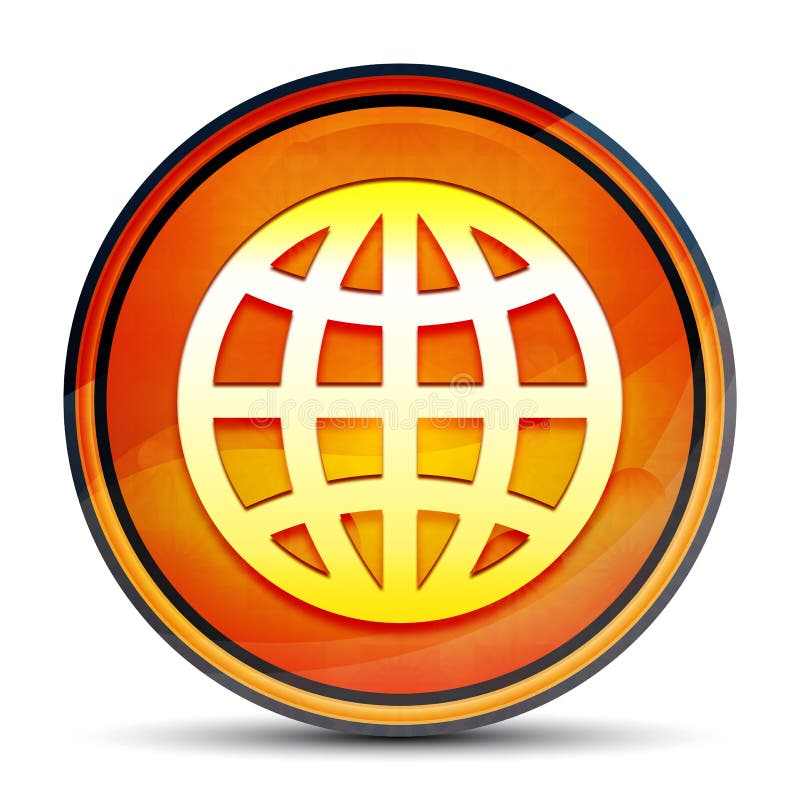World Icon Shiny Bright Orange Round Button Illustration Stock ...