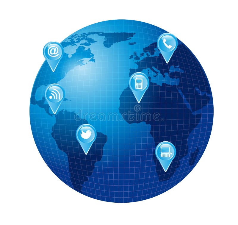 World with icons stock vector. Illustration of connection - 25349953