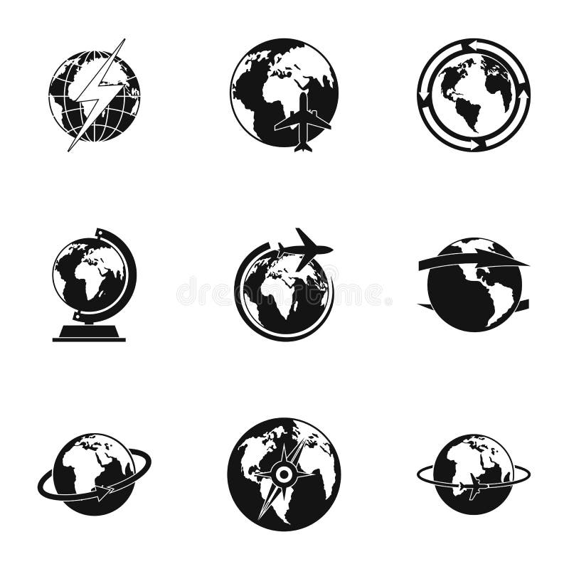 World Icons Set, Simple Style Stock Illustration - Illustration of ...