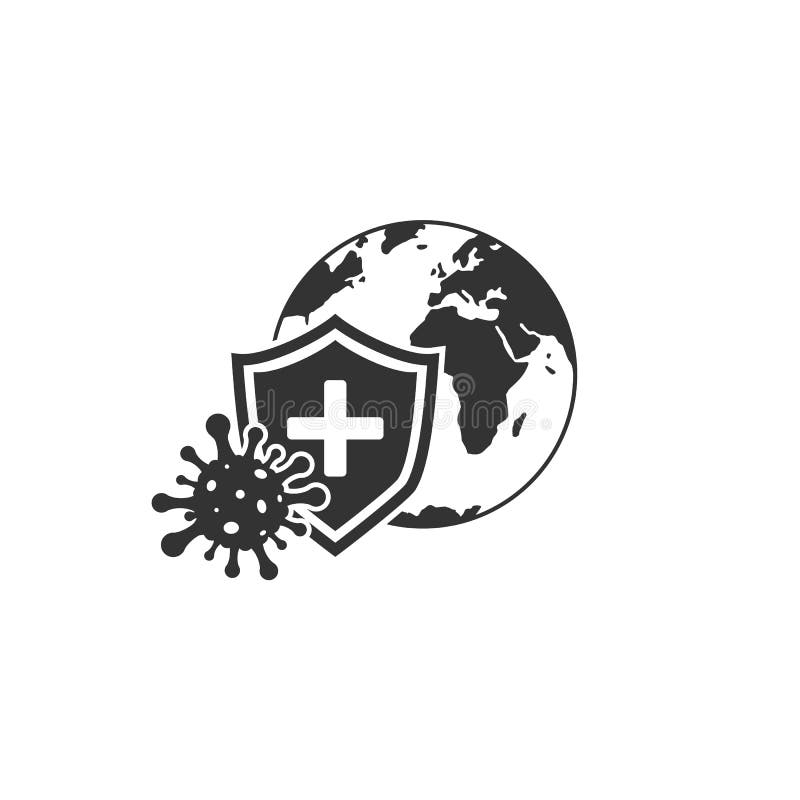 World Immune from Flu Germ Icon, Global Virus Protection, Globe with ...