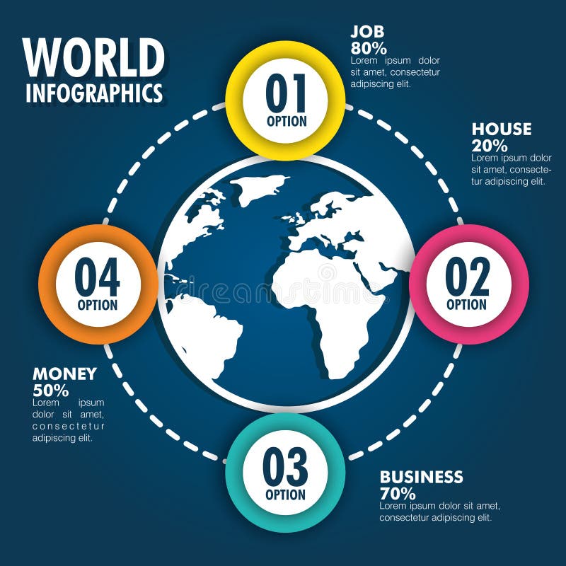 World infographic design. stock vector. Illustration of graph - 58873356