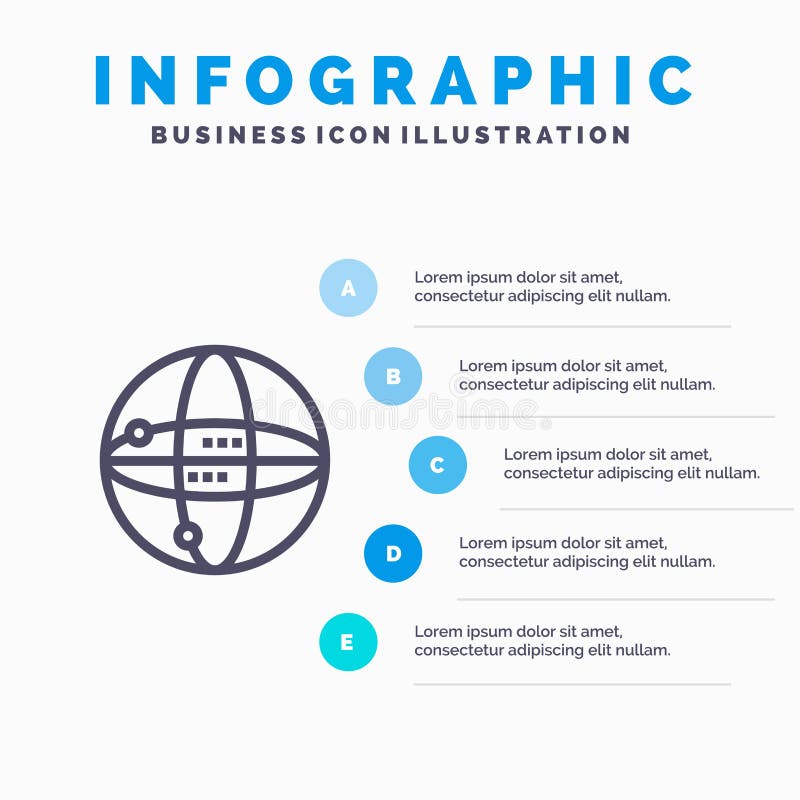 World, Internet, Computing, Globe Blue Infographics Template 5 Steps ...