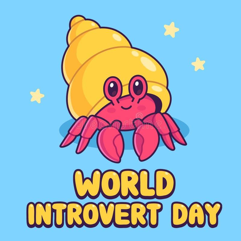 World Introvert Day Hermit Crab Stock Vector - Illustration of ...