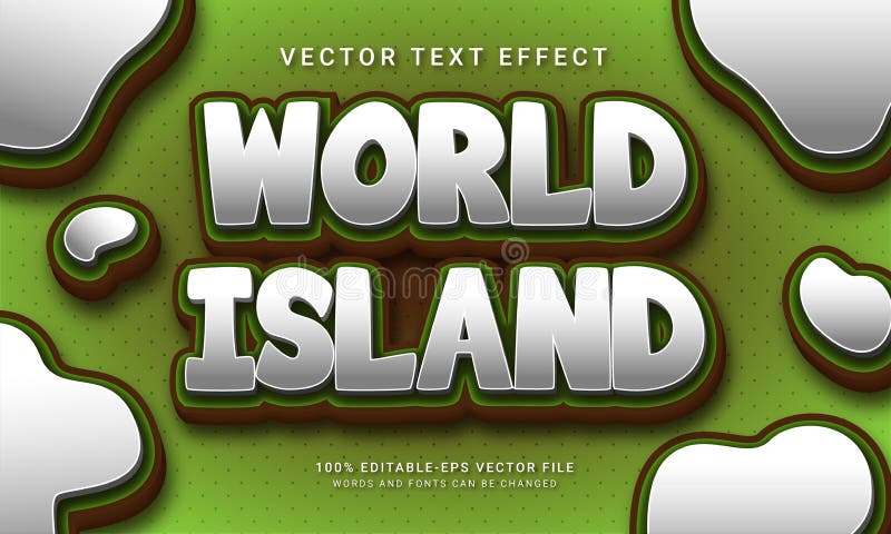 World Island 3d Text Style Effect Themed Wild Life Stock Vector ...