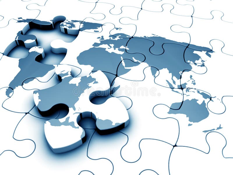 World Jigsaw, World Puzzle on White Background Stock Illustration ...