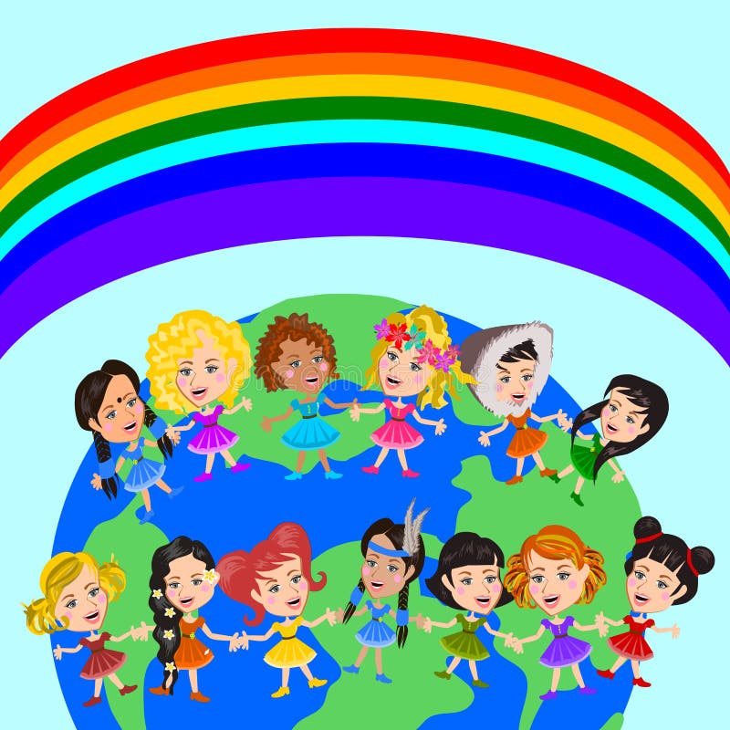 Kids around the world stock image. Illustration of holding - 94578689