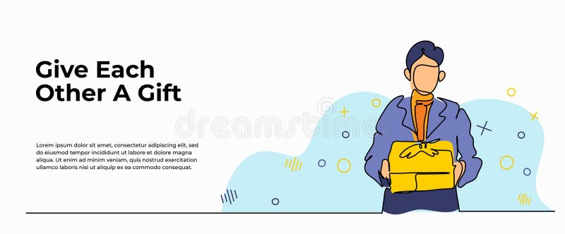 World Kindness Day Vector Illustration of a Young Man Holding a Gift ...