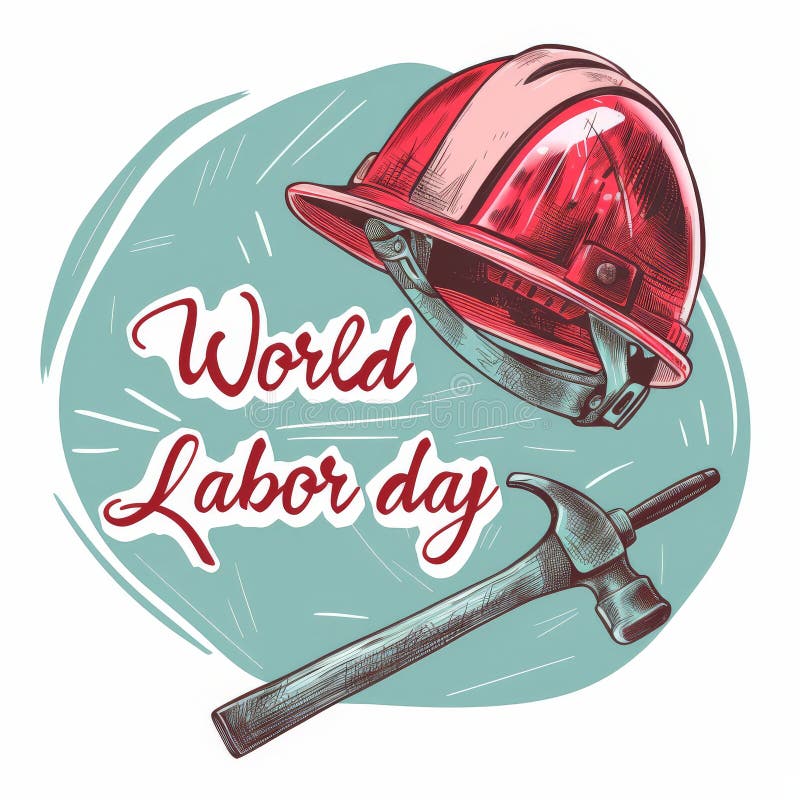 World Labor Day Poster with Construction Tools Illustration Abstract ...