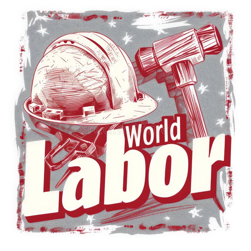 World Labor Day Poster with Construction Tools Illustration Abstract ...