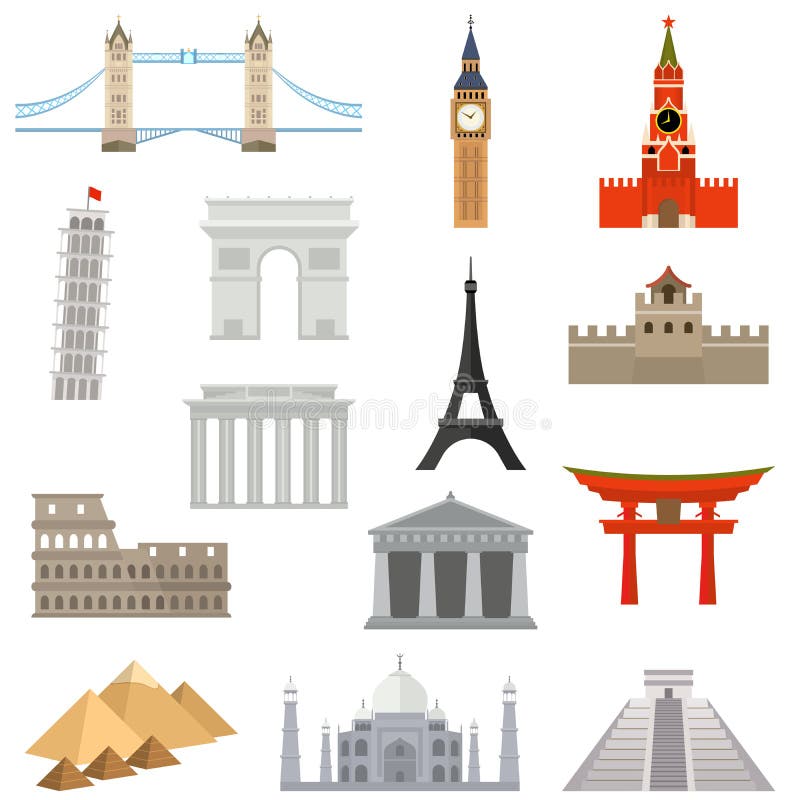 World Landmark Icon Set stock vector. Illustration of international ...