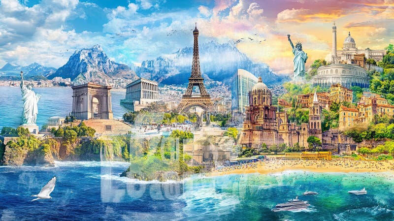 World Landmarks Collage stock photo. Image of iconic - 361139654