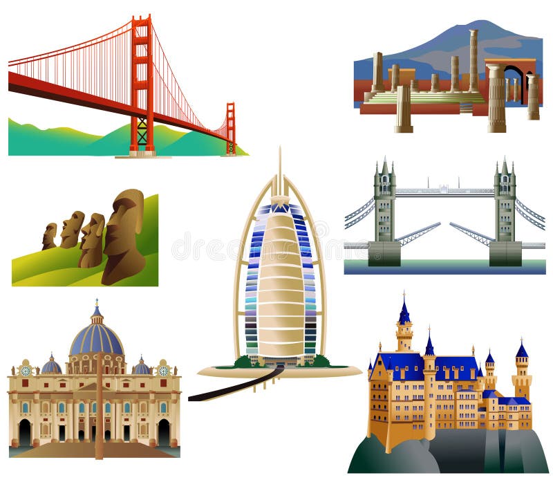 World Landmarks, Set 3. Vector Icons Stock Vector - Illustration of ...