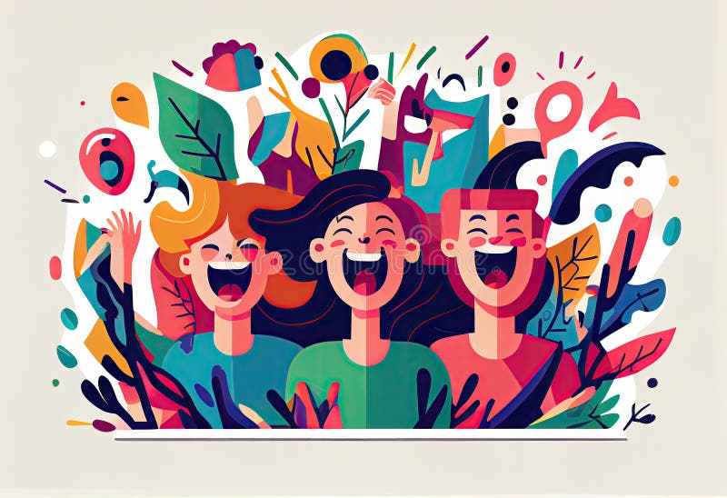 World Laughter Day Flat Colored Design of Happy People, Graphic Design ...