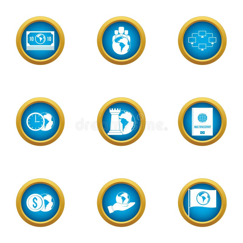 World Level Icons Set, Flat Style Stock Vector - Illustration of ...