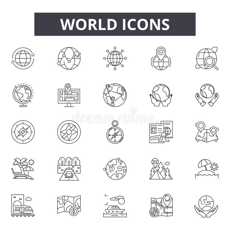 World Map Line Icon Concept. World Map Flat Vector Symbol, Sign ...