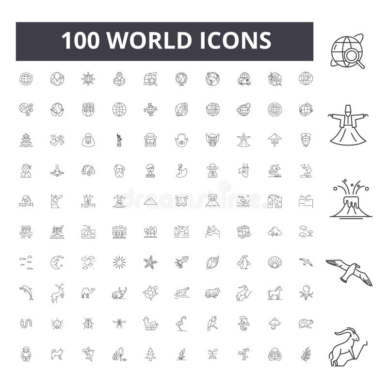 World Map Line Icon Concept. World Map Flat Vector Symbol, Sign ...